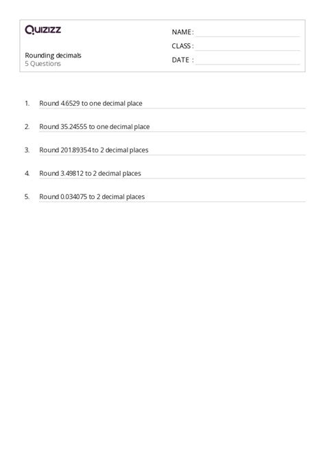 50 Rounding Decimals Worksheets On Quizizz Free And Printable