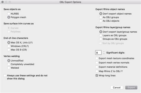 OBJ Export Merges Meshes Rhino For Mac McNeel Forum