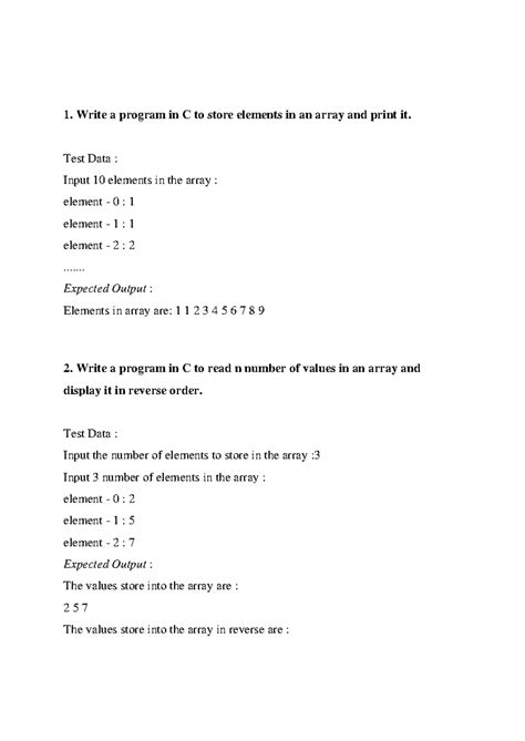 C Assignments Converted Write A Program In C To Store Elements In An Array And Print It Test