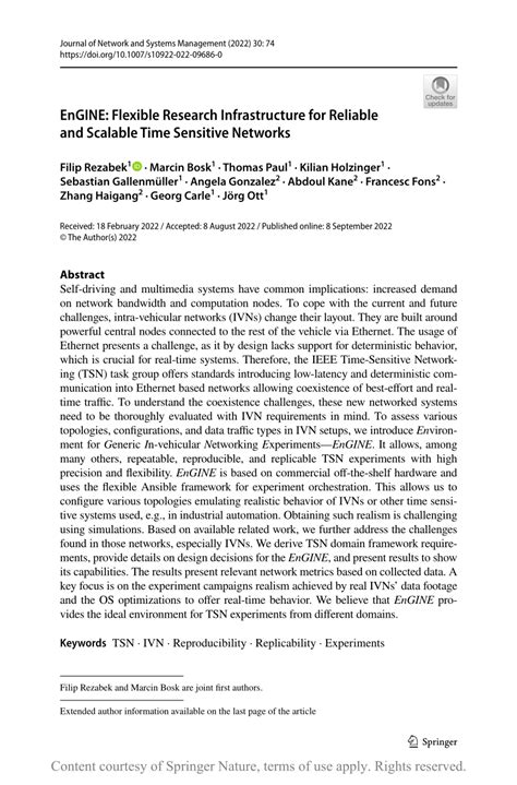 Pdf Engine Flexible Research Infrastructure For Reliable And Scalable Time Sensitive Networks
