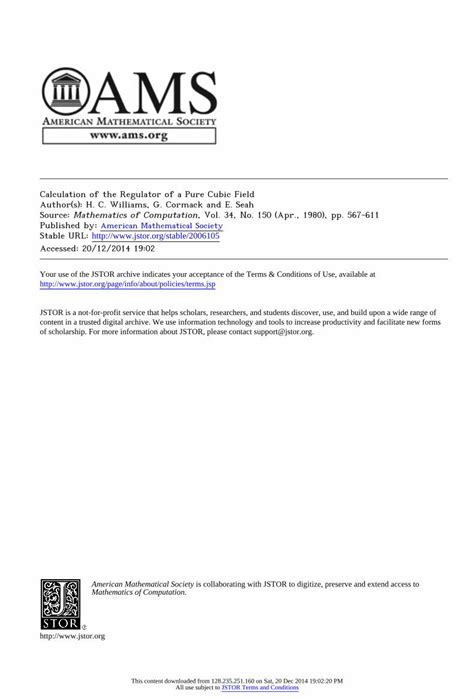 Pdf Calculation Of The Regulator Of A Pure Cubic Field Dokumentips