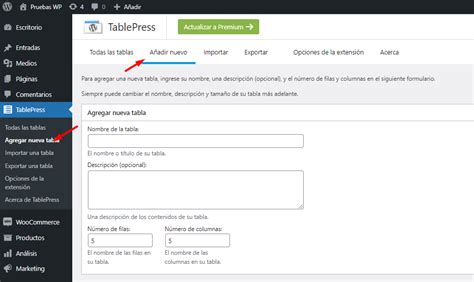 Cómo crear tablas en WordPress Webempresa