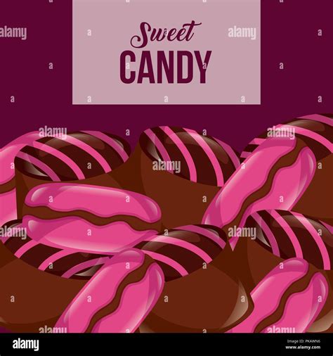 Sweet Candy Chocolate Macaron Stuffed Color Sign Vector Illustration