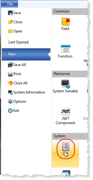 step 6 create a dynamic list for your fields visual lansa documentation