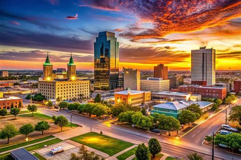 Stunning Midland Texas Skyline At Sunset A Panoramic View Capturing The