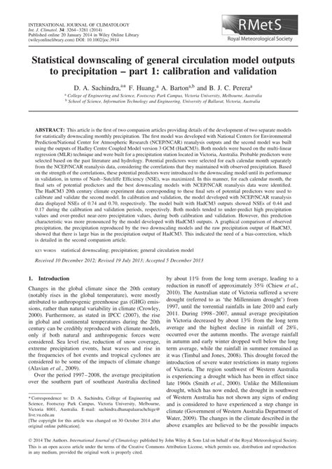 Pdf Statistical Downscaling Of General Circulation Model Outputs To