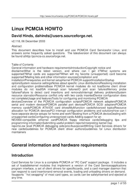 pdf linux pcmcia howto howto pdf · linux pcmcia howto david hinds