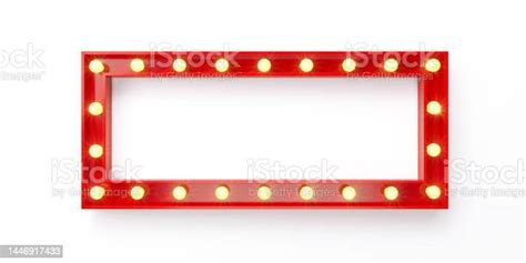 Light Bulbs Forming A Red Rectangular Frame On White Background Stock