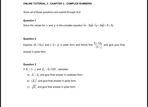 solved online tutorial 2 chapter 3 complex numbers solve