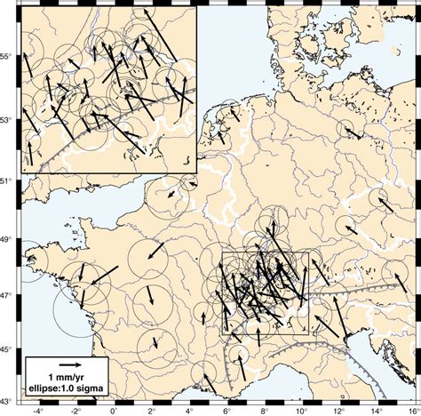velocities relative to eurasia for the time period 1996 to 2003 euler