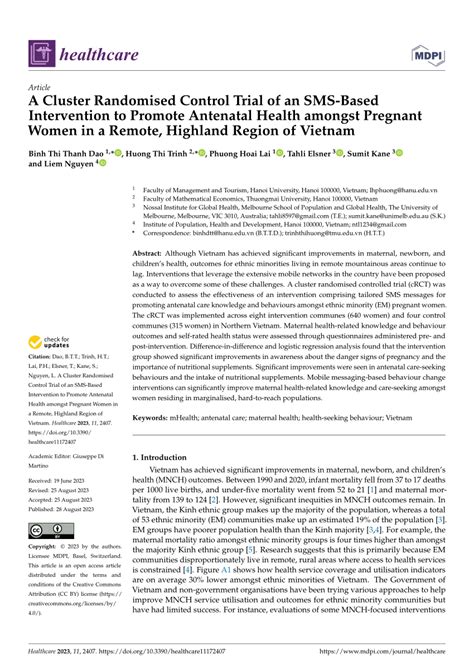 Pdf A Cluster Randomised Control Trial Of An Sms Based Intervention To Promote Antenatal
