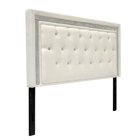 Best Master Furniture Opal White Fullqueen Faux Leather Upholstered