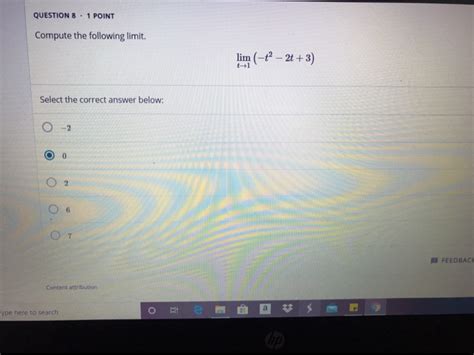 solved question 8 1 point compute the following limit lim