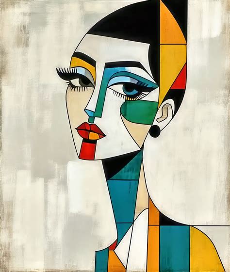 Picasso Inspired Cubism Wall Art Abstract Face Painting Modern Home