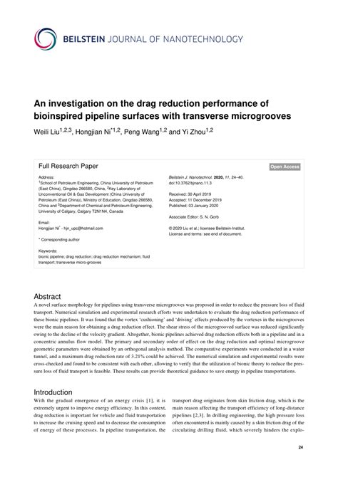 Pdf An Investigation On The Drag Reduction Performance Of Bioinspired