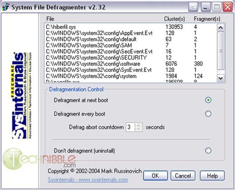 PageDefrag Defragment System Files Technibble
