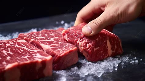 절묘한 대리석 질감을 보여주는 손으로 완벽하게 집어낸 잘 만들어진 와규 쇠고기 조각의 절묘한 샷 와규 한국식 바베큐 고기 음식 배경 일러스트 및 사진 무료 다운로드