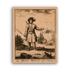 Printable Pirate Captain Henry Morgan Caribbean Sea Pirates Art Print