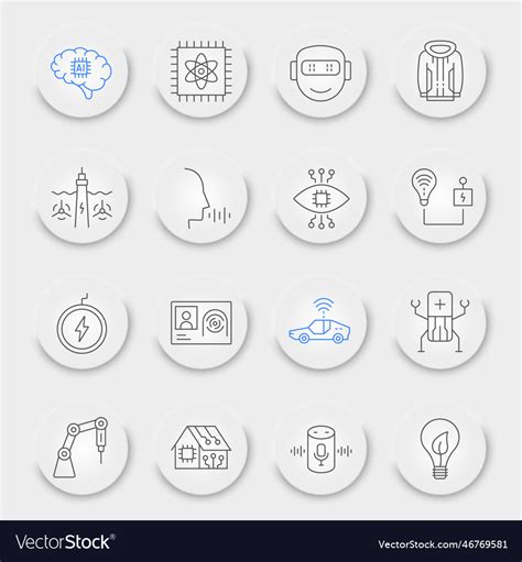 Future Technology Line Icon Set Royalty Free Vector Image