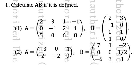 Solved 1 Calculate Ab If It Is Defined 1