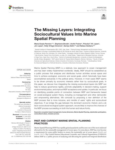 Pdf The Missing Layers Integrating Sociocultural Values Into Marine