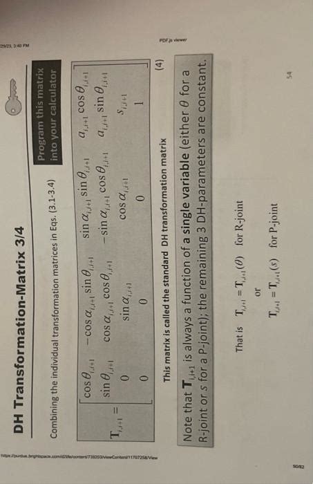 Solved Dh Transformation Matrix 3 4 This Matrix Is Called