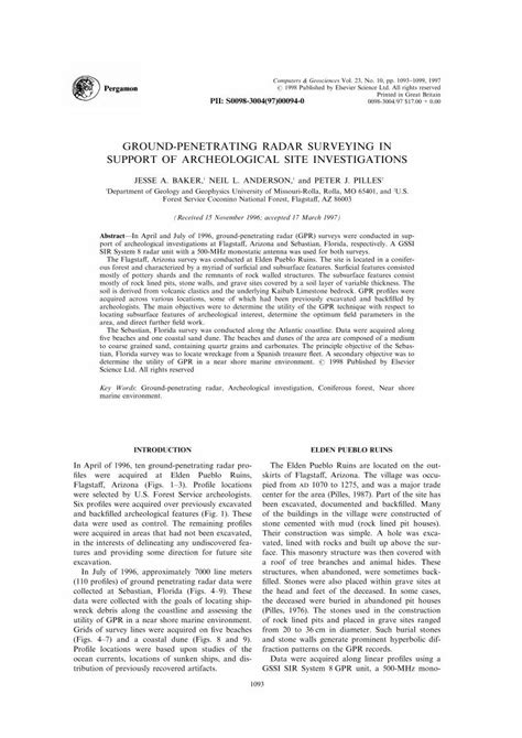 Pdf Ground Penetrating Radar Surveying In Support Of Archeological Site Investigations