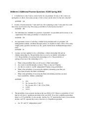 Midterm 2 Practice Questions With Answers 1 Midterm 2 Additional Practice Questions EC203