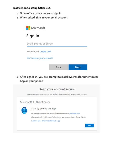 Instruction To Setup Microsoft Authenticator Pdf