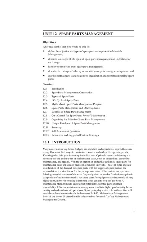 Pdf Spare Parts Management