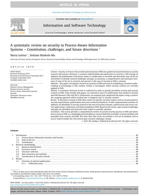 Pdf A Systematic Review On Security In Process Aware Information
