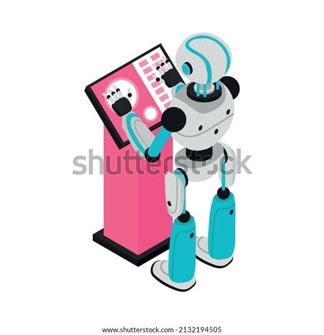 Isometric Robotic Process Automation Composition Character Stock Vector