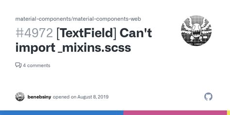 Textfield Cant Import Mixinsscss · Issue 4972 · Material Componentsmaterial Components