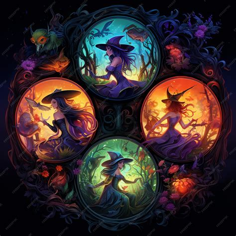 Witch Art Print Featuring Three Witches In A Forest Generative Ai