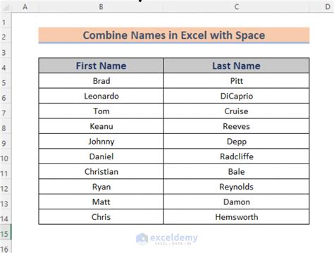 How To Combine Names In Excel With Space 6 Approaches Exceldemy