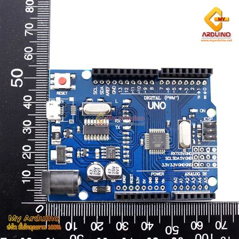 Arduino Uno R3 Atmega328p แบบ Smd Micro เพิ่มพอร์ทขยายขา พร้อมสาย Micro Usb 50cm ขาย Arduino