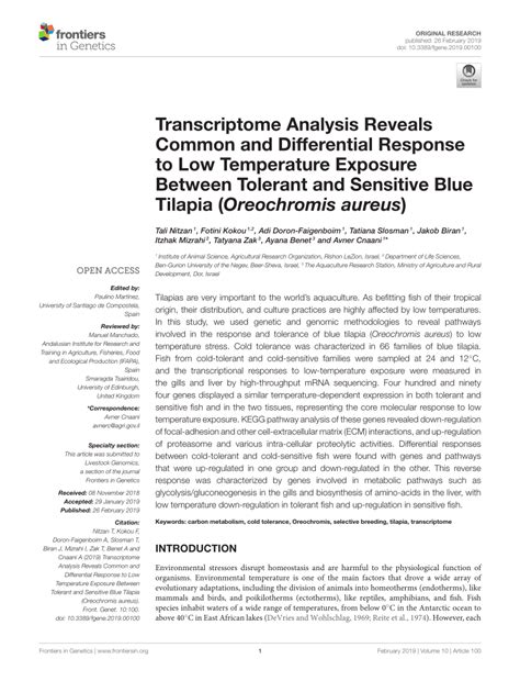 Pdf Transcriptome Analysis Reveals Common And Differential Response