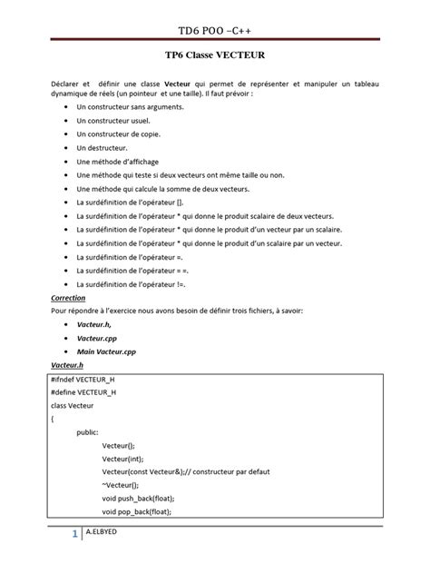 Tp6 C Vecteur Correction Pdf