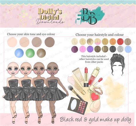 Uvdtf Make Up Dolly Black Red And Gold Dollys Digital Beyond Blanks