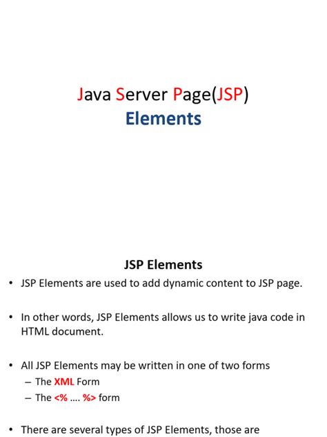 Java Server Page Jsp Elements Pdf Software Development Software