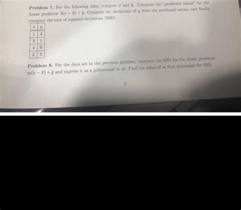 Solved Problem 7 For The Following Data Compute Y And Y