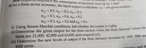 solved for a three sector economy the input output