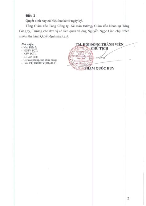 Quyết định Bổ Nhiệm Lại Chức Vụ Phó Tổng Giám Đốc Tổng Công Ty đối Với