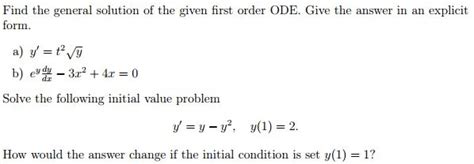 Solved Find The General Solution Of The Given First Order Chegg Com