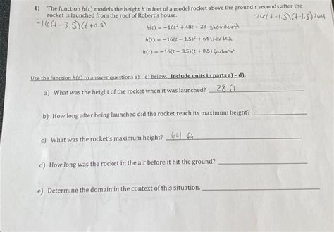 Solved 1 The Function H T Models The Height H In Feet Of A Chegg Com