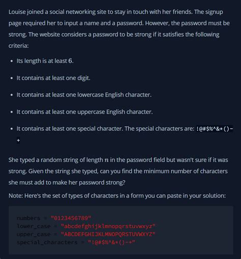 Hackerrank Week5 Strong Password