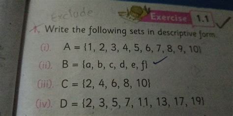 solved exercise 1 1 write the following sets in descriptive form i