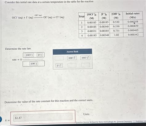 Solved Consider This Initial Rate Data At A Certain