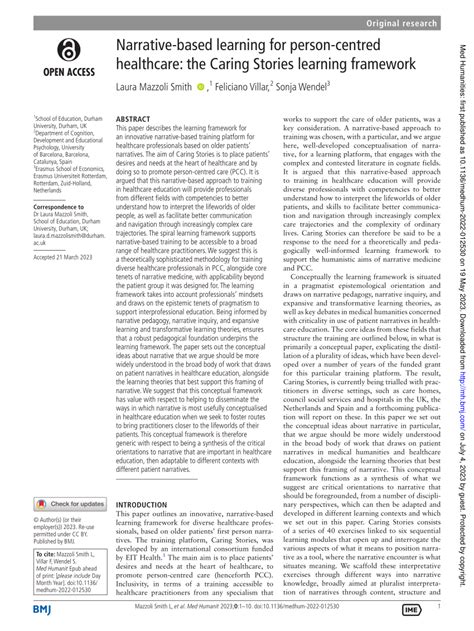 Pdf Narrative Based Learning For Person Centred Healthcare The
