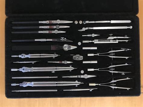 Riefler A61c Chrome Plated Drafting Set In Black Velvet Lined Case C